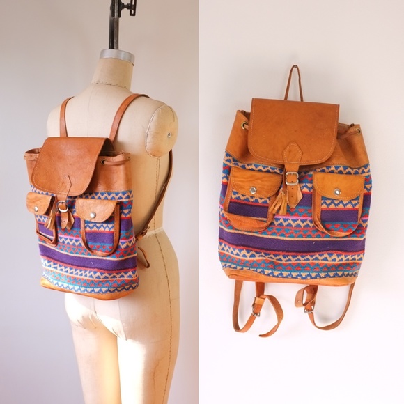 Vintage | Bags | Vintage Leather Backpack Vtg Bohemian Backpack | Poshmark